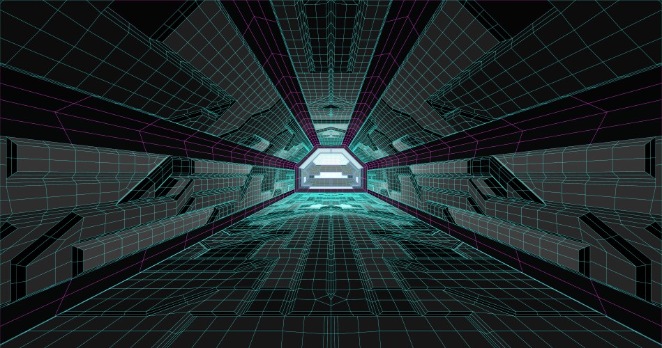Futuristic low poly sci-fi laboratory Royalty Free Vector