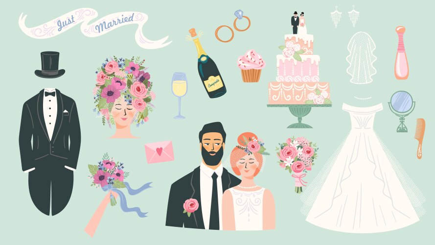Cartoon Wedding Couple Vector Images (over 28,000)