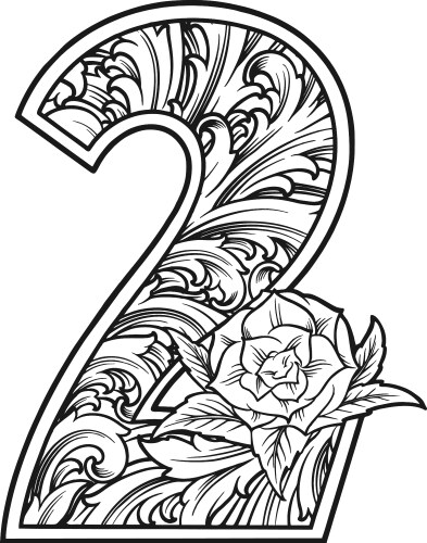 Floral Number Monogram Vector Images (over 620)