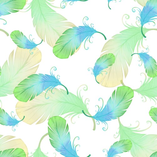 Seamless pattern with blue feathers Royalty Free Vector