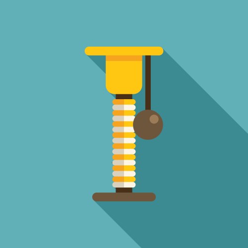 Yellow cat scratching post with hanging ball Vector Image