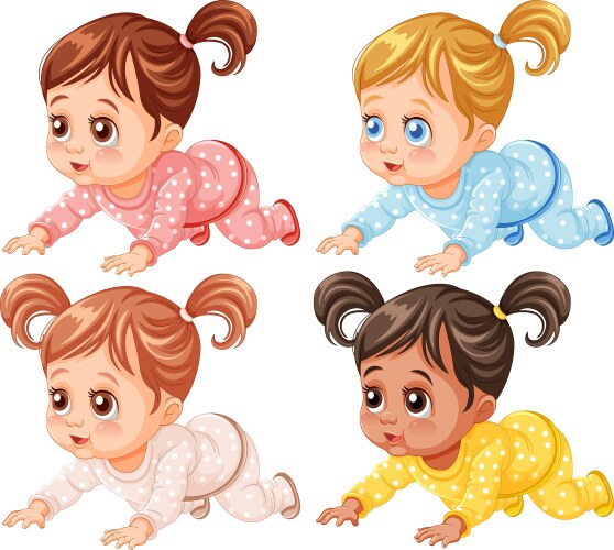Cute cartoon baby crawling in orange clothing Vector Image