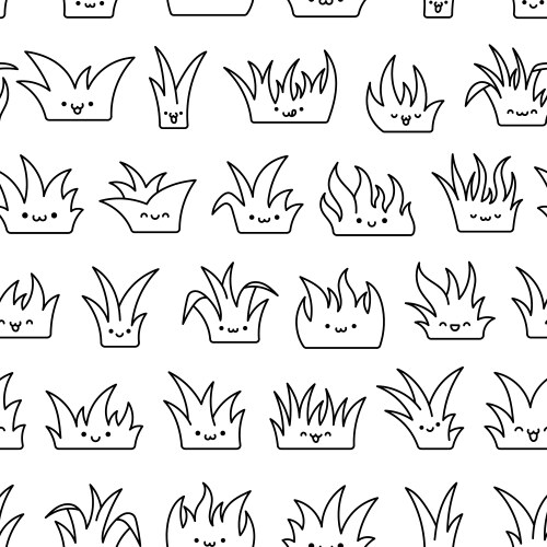 Kawaii natural lawn grass seamless pattern Vector Image