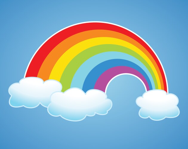 Rainbow with two clouds Royalty Free Vector Image
