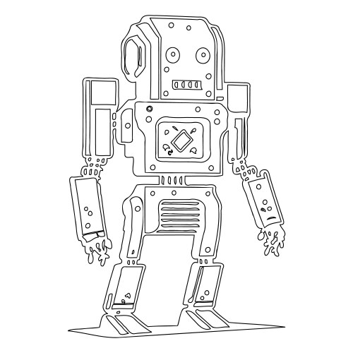 Robot outline sketch Royalty Free Vector Image