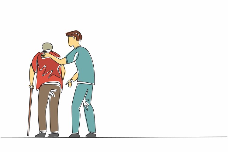 Continuous one line drawing back view a male Vector Image