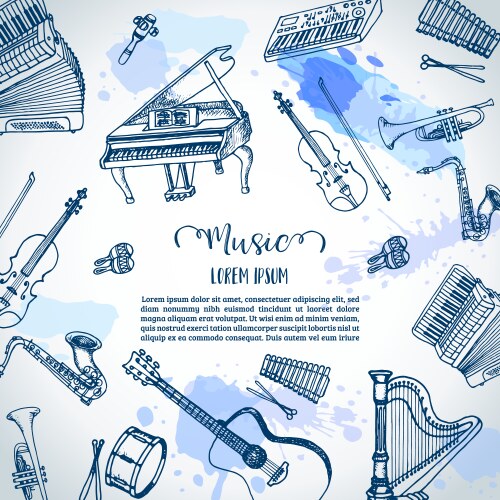 Musical instruments pattern background Royalty Free Vector