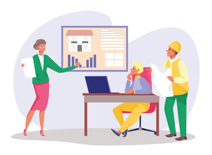 Managers Presenting Report Royalty Free Vector Image