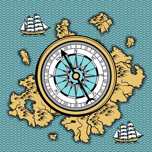 Banner with old nautical map Royalty Free Vector Image