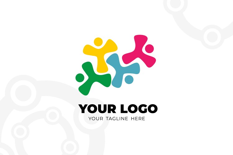 Teamwork hi unity people logo design Royalty Free Vector