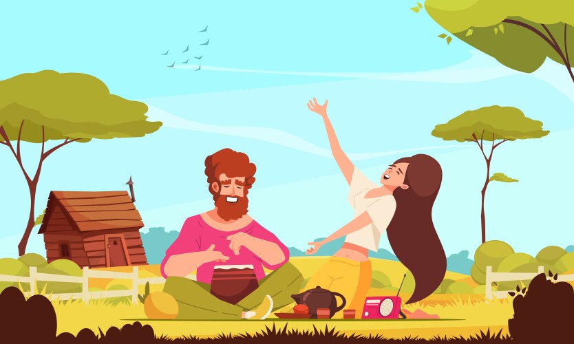 Picnic cartoon concept Royalty Free Vector Image