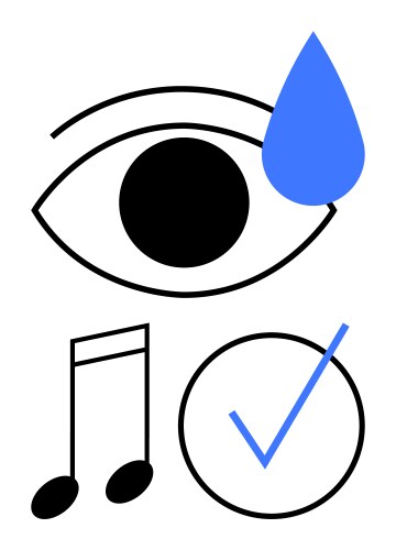 Musical note brain and checkmark visualizing Vector Image