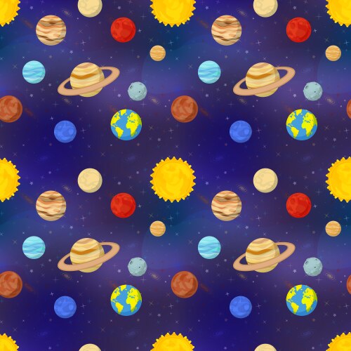 Bright realistic planets on solar system like Vector Image