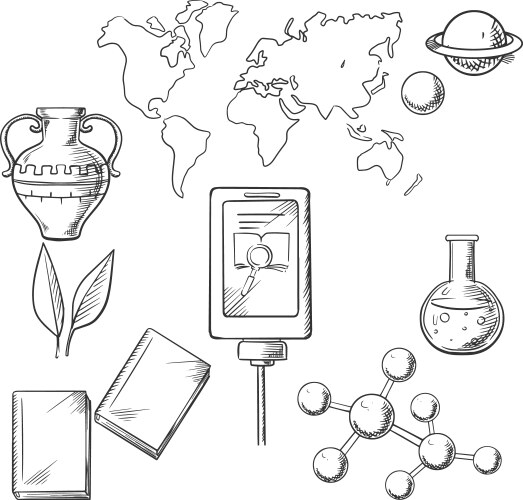 Sketch of science lab equipment Royalty Free Vector Image