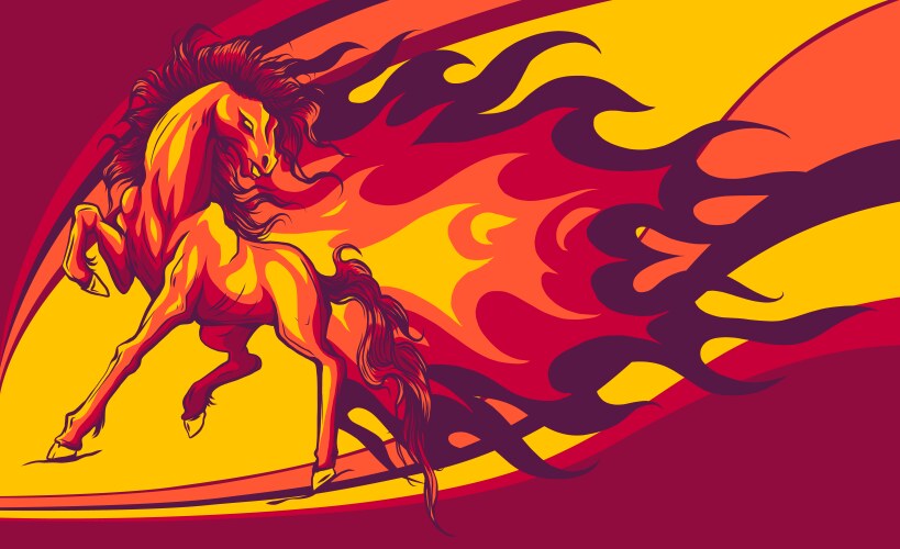 Cartoon little fire horse Royalty Free Vector Image
