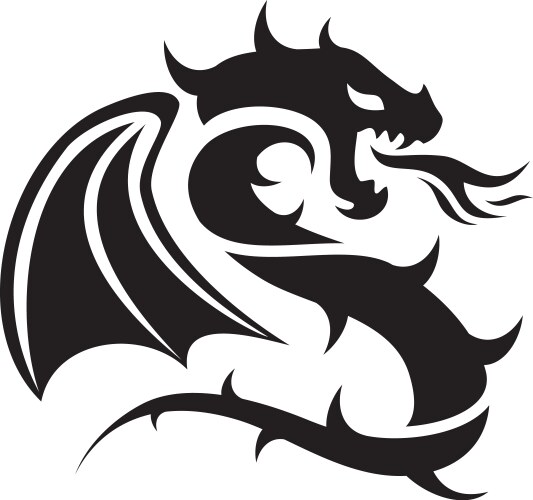 Black and white dragon head Royalty Free Vector Image