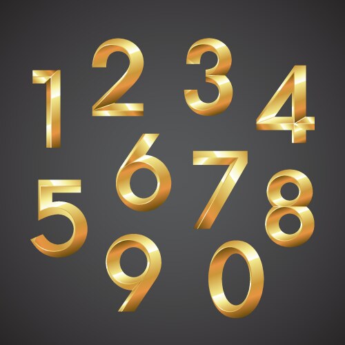 Gold numbers isolated Royalty Free Vector Image