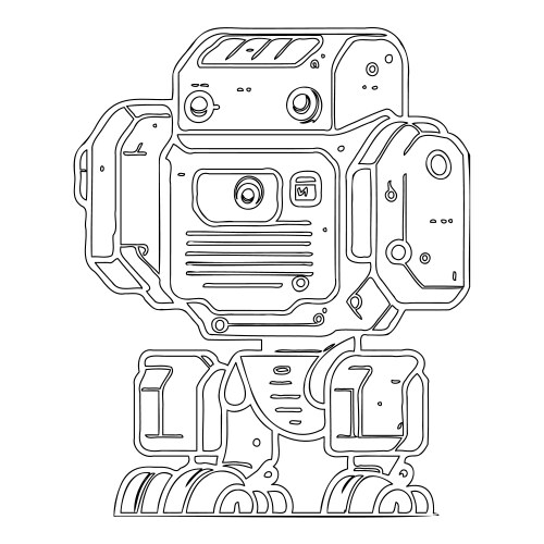 Robot outline sketch Royalty Free Vector Image