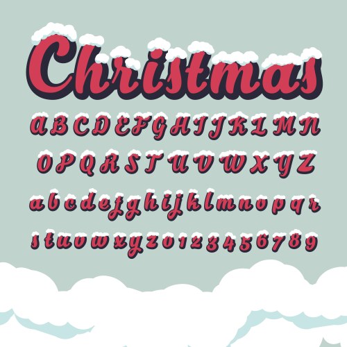 Christmas snowy alphabet font with snow Royalty Free Vector
