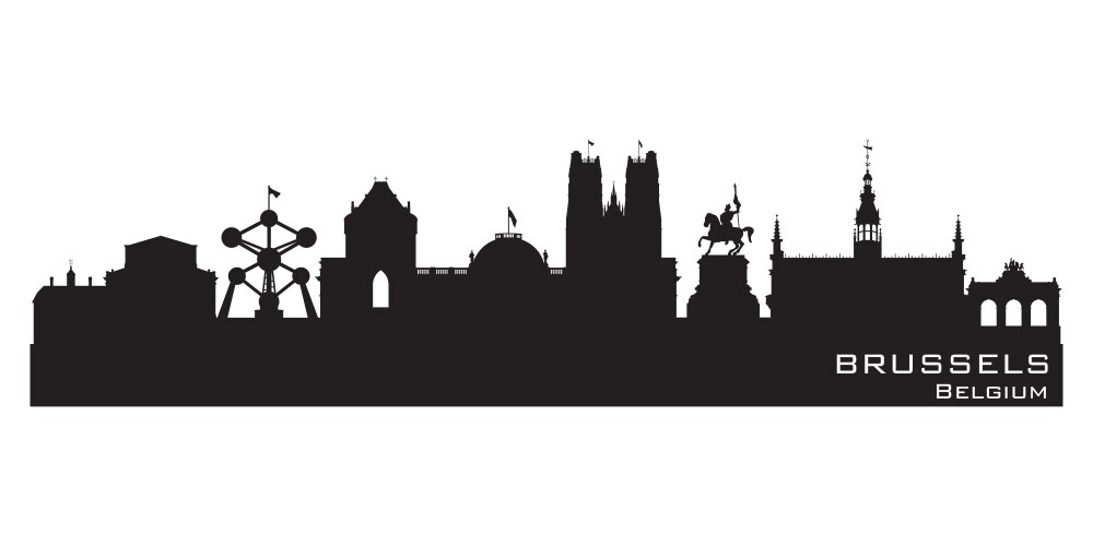 Brussels City Skyline Silhouette Royalty Free Vector Image