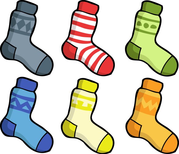 Socks set cartoon flat Royalty Free Vector Image