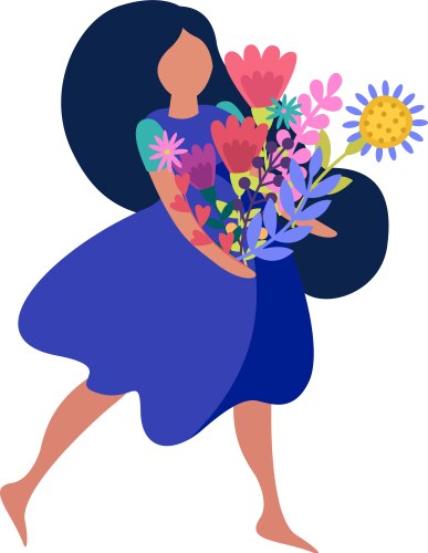 Spring flowers and girl Royalty Free Vector Image