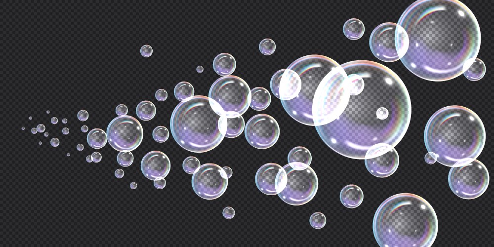 Iridescent soap bubbles frame realistic round Vector Image