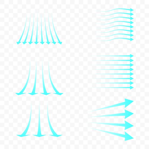 Set blue arrow showing air flow isolated Vector Image