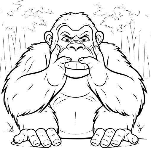 Gorilla with a small baby black and white Vector Image