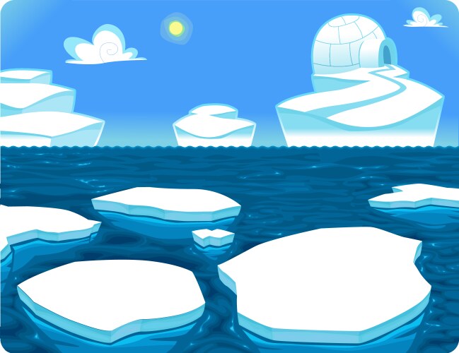 Cartoon arctic ice landscape outdoor scene Vector Image