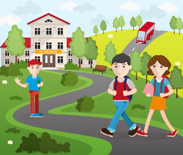 Happy cartoon school children Royalty Free Vector Image