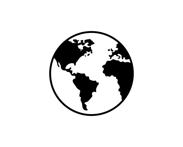 World icon - black planet globe Royalty Free Vector Image