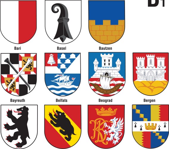 Coat arms german states heraldic icons Royalty Free Vector