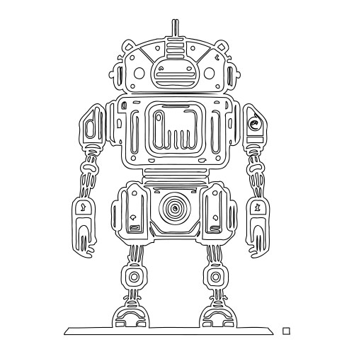 Robot outline sketch Royalty Free Vector Image