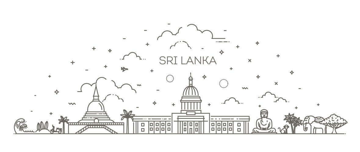 India skyline country buildings linear art Vector Image