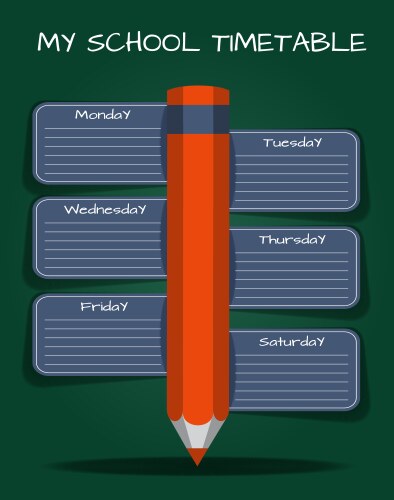 Template daily school timetable Royalty Free Vector Image