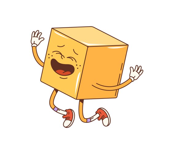 Cartoon groovy math geometric figure characters Vector Image