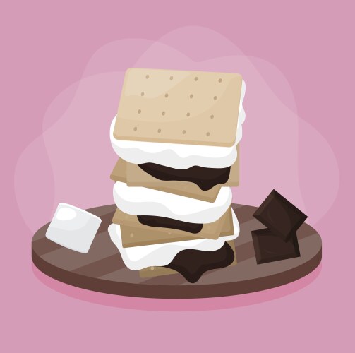 Hand drawn delicious smore Royalty Free Vector Image