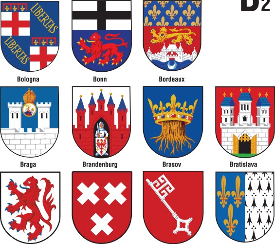 Coat arms german states heraldic icons Royalty Free Vector