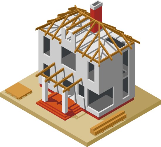 Timber frame house base construction design Vector Image