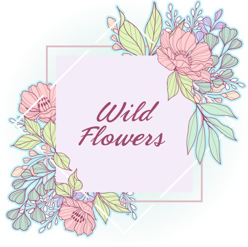 Pastel wild flowers romantic card Royalty Free Vector Image
