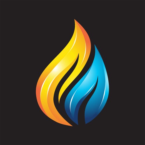 Flame water drop 3d logo Royalty Free Vector Image