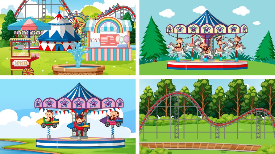 Six scenes with children doing activities Vector Image