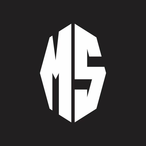 Ms logo monogram with circle and four taper shape Vector Image