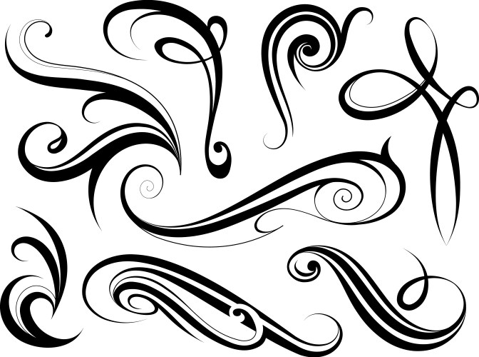 Set of calligraphic swirls Royalty Free Vector Image