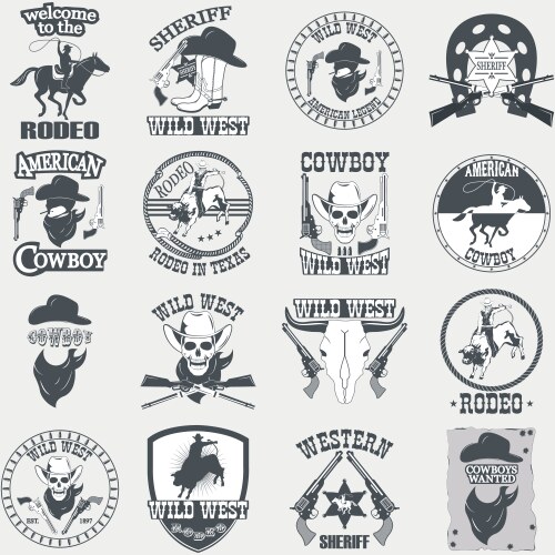 Cowboy labels Royalty Free Vector Image - VectorStock