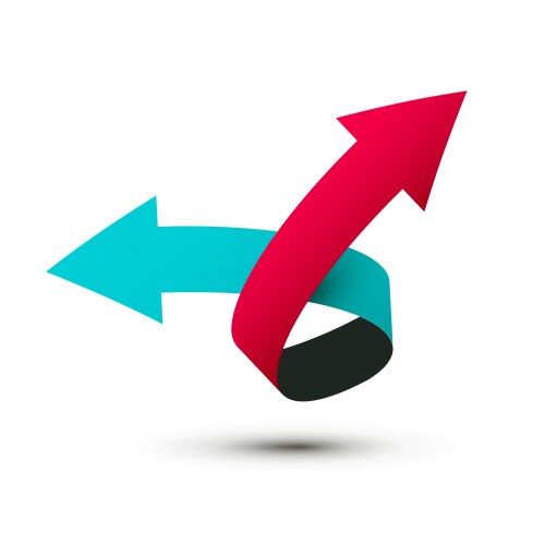 Red double curved arrow sign hand-drawn symbol Vector Image