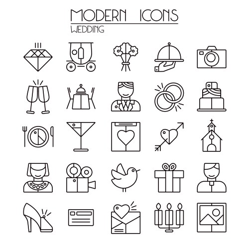 Icons preparation for the wedding Royalty Free Vector Image