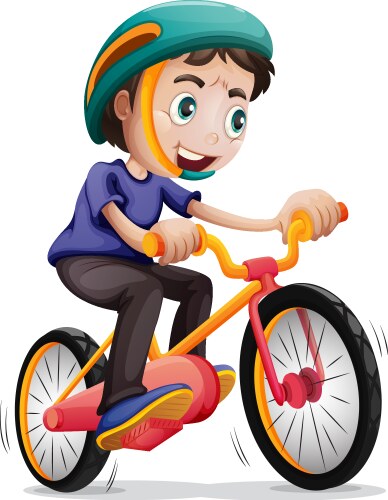Happy little boy in helmet riding bicycle Vector Image