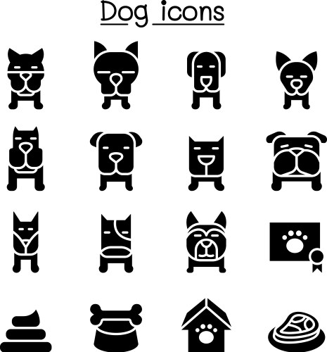 Dog icon set in flat color style Royalty Free Vector Image